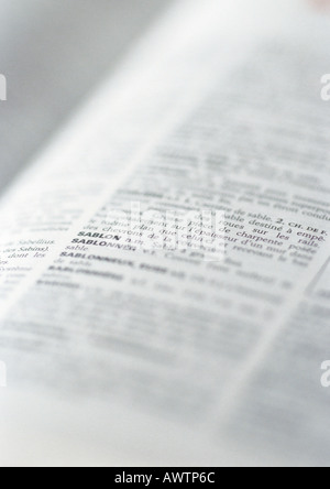 French dictionary, extreme close-up Stock Photo - Alamy