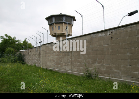A Guardtower on the outside wall of the former Cold War Stasi prison ...