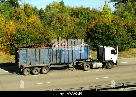 Unmarked scrap metal hgv lorry truck with articulated trailer loaded ...