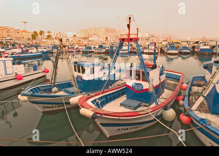 Castle Guzman el Bueno with fishing harbour in the foreground, Tarifa ...