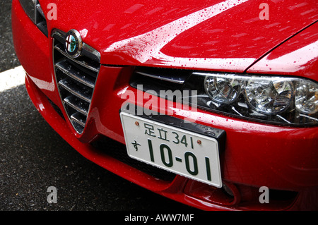 Red Alfa Romeo with Japanese Tokyo Number plates Stock Photo - Alamy