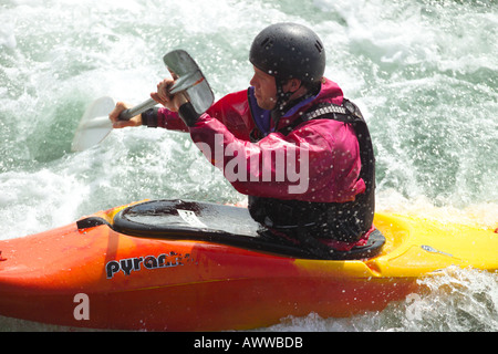 White Water Kayaking Four Mile Bridge Anglesey North West Wales Stock ...