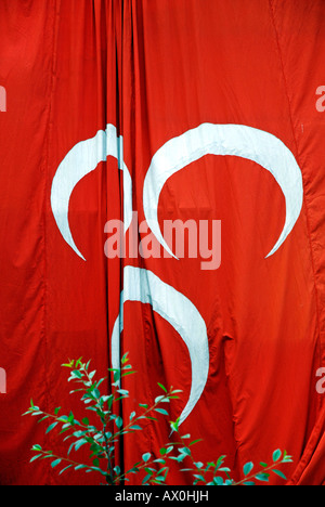 flag with three half moons, the symbol of the ultra-right MHP, Turkey ...