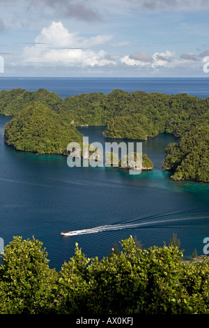 Rock Islands of Palau seen from a 757 Jetliner; Republic of Palau Stock ...