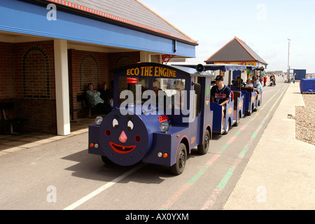 Bognor Regis seafront land train and pier, West Sussex, England, UK ...