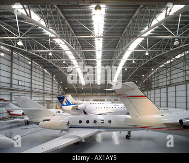 Hangar interior at the TAG Farnborough Airport Stock Photo - Alamy