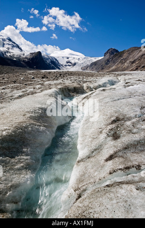 Subglacial stream, englacial streamon at the glacier Pasterze between ...
