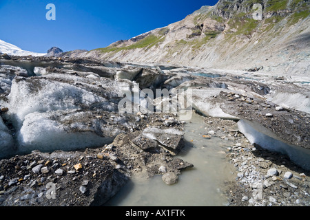 Subglacial stream, englacial streamon at the glacier Pasterze between ...
