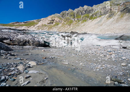 Subglacial stream, englacial streamon at the glacier Pasterze between ...