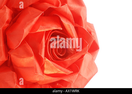 Red Origami Rose Blossom - Paper Art on Textured Background Stock Photo ...