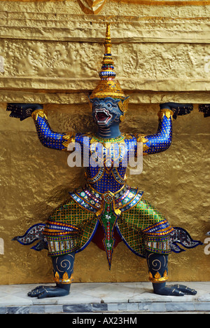 Statue of Yaksha Golden Chedi Wat Phra Kaew temple Bangkok Thailand ...