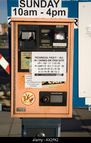 Out of order, broken pay and display car park ticket payment machine ...