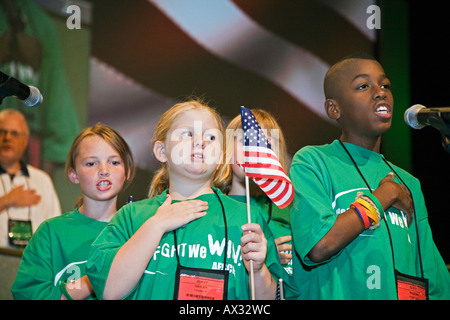 Children say pledge of allegiance to the American flag in nursery ...