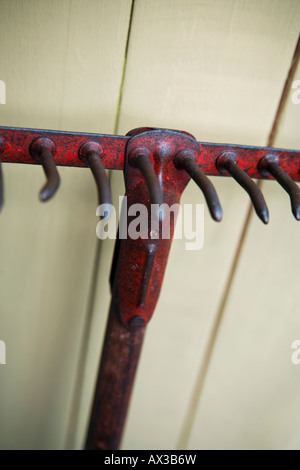 Vintage garden rake Stock Photo - Alamy
