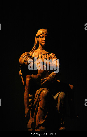 a representation of the Virgin Mary mourning over the dead body of ...