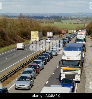 Queuing vehicles A34 road Hampshire England Stock Photo - Alamy