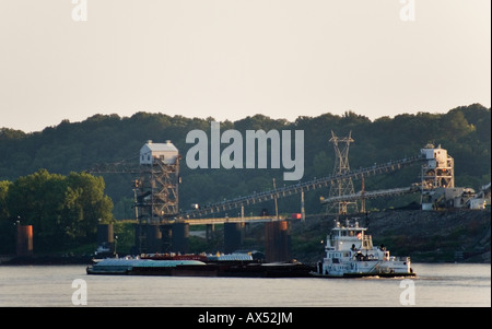 A Barge in the Ohio River Pushing Raw Material Downstream Near ...