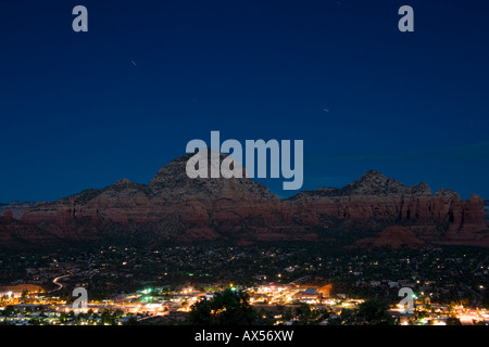 Sedona Arizona with lights and mountains at night Stock Photo - Alamy