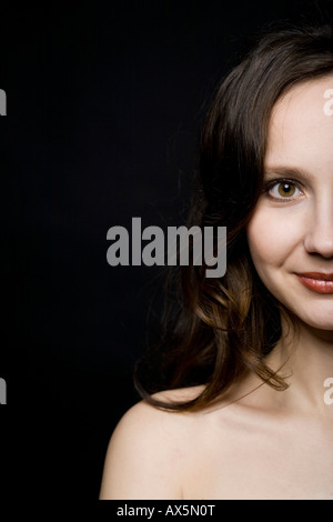 Brown eye, left side of face, female, Germany Stock Photo - Alamy