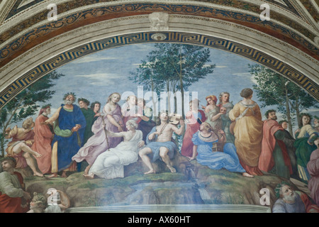 Apollo, detail of the fresco Parnassus by Raphael, Stanze di Raffaello ...