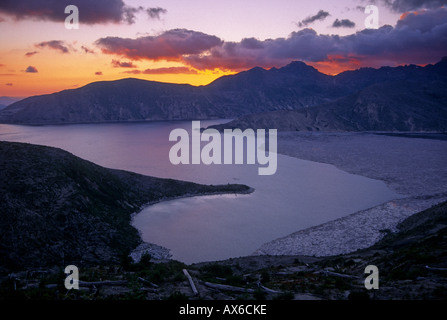 Spirit Lake and floating logs on the north side of Mount Saint Helens ...