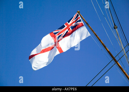 A White Ensign flown by Royal Navy ships and shore bases here at HMS ...