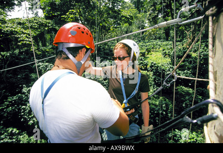 Canopy walking in Mombacho Volcano National Park Nicaragua Stock Photo ...
