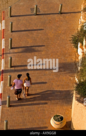 People on the Natanya beach promenade Israel as seen from above Stock ...