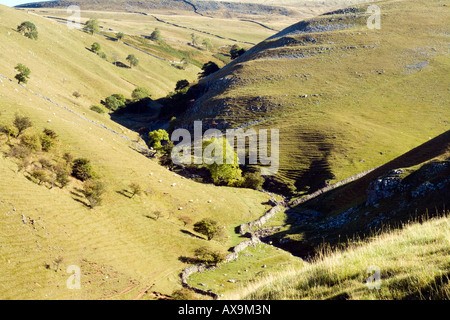 Interlocking spurs and V shaped valley of upland stream near source ...