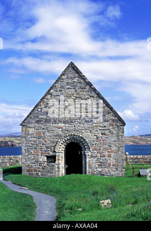 St Oran s Chapel and Iona Abbey Iona Scotland from the sea Stock Photo ...