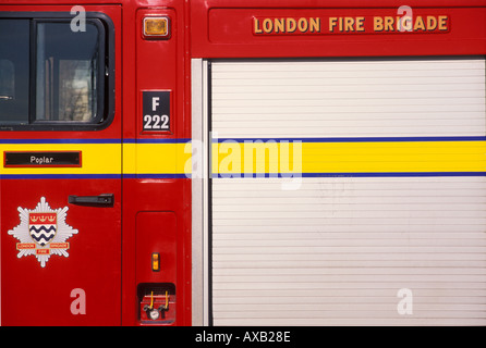 London Fire Brigade fire engine, fire tender driving on the road ...