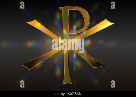 Golden Rendering of an Christian Pax Christi Sign with a rainbow-Lens ...