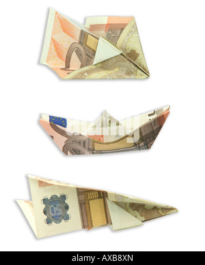 Paper airplanes made of Euro banknotes, the concept of cash flow ...