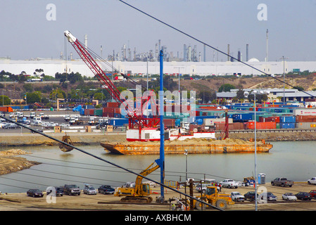 Cargo ships load and unload containers at Yangzhou Port in Yangzhou ...