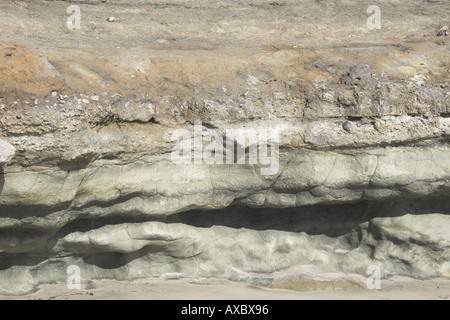 Horizontal image of striated rock formation from beach Stock Photo - Alamy