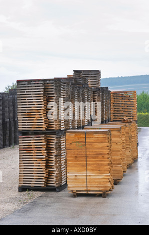 Staves. Drying outside. Cooperage, barrel manufacturing, Cadus, Louis ...