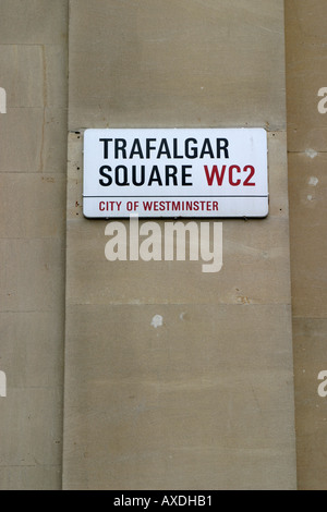 Trafalgar Square place name sign City of Westminster London England at ...