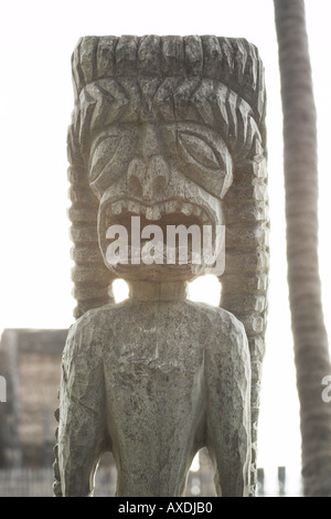 one tiki at the place of refuge, Big Island, Hawaii Stock Photo - Alamy