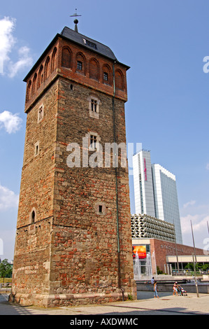 Chemnitz, Germany, pedestrian area with Red Tower Gallery and Galeria ...