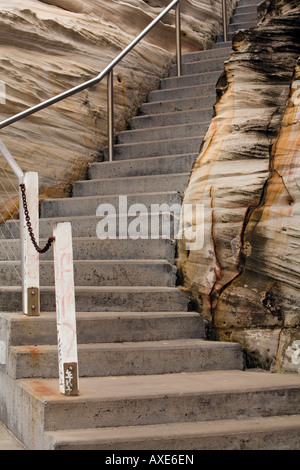 Concrete steps outside with a metal handrail Stock Photo - Alamy