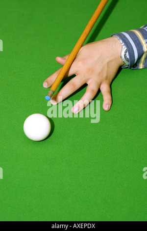 Snooker player hitting a ball, shallow depth of field Stock Photo - Alamy