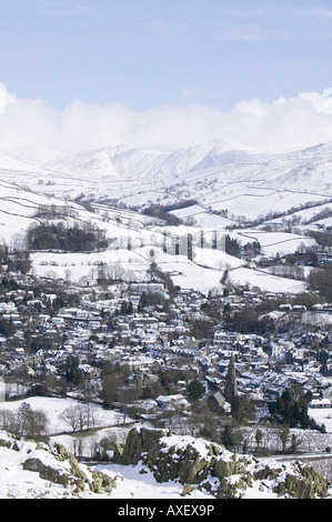 The Kentmere fells above Ambleside covered in snow in the Lake District ...