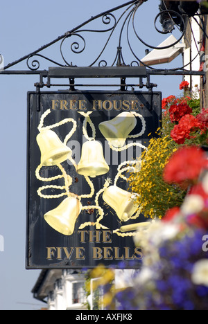 The Five Bells pub sign Eynsford Kent Stock Photo - Alamy