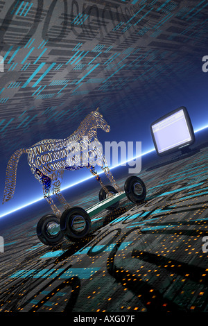 Trojan horse computer virus, conceptual illustration Stock Photo - Alamy