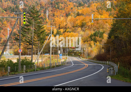Road through Mountains, Hidaka Mountains, Hokkaido, Japan Stock Photo ...