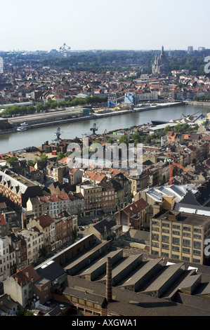 A general overall aerial view of Bank of America Stadium and downtown ...