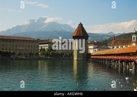 Chapel Bridge (Kappel Brucke) on River Reuss Lucerne Switzerland Stock ...