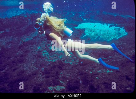 skin diver exploring caves Florida spring USA Stock Photo - Alamy