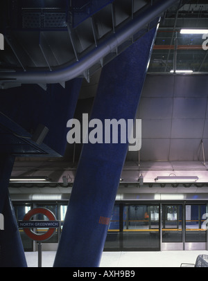 Contemporary architecture of North Greenwich underground station with ...