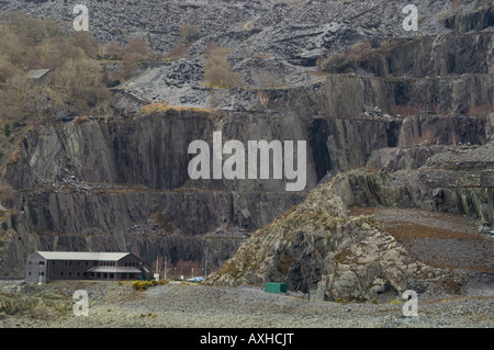 Slate quarries at Llanberis, Snowdonia, north Wales, UK view down to ...